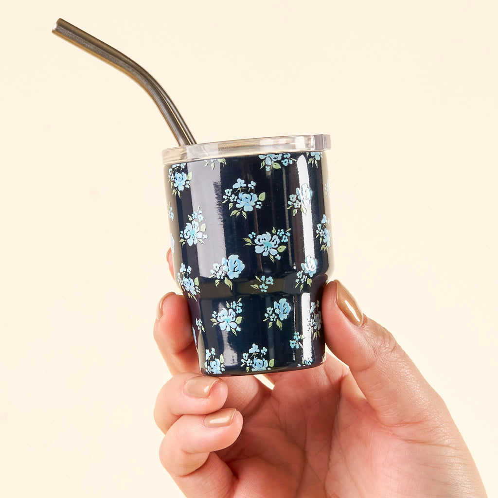 Dainty Floral Navy 2 oz Tiny Tumbler – The Darling Effect