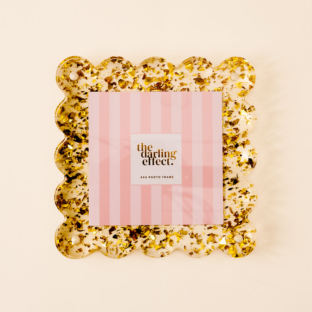 Confetti Gold Square Scalloped Acrylic Frame – The Darling Effect