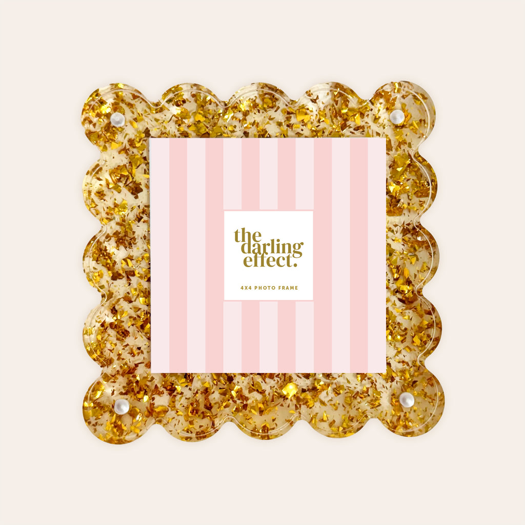 Confetti Gold Square Scalloped Acrylic Frame – The Darling Effect