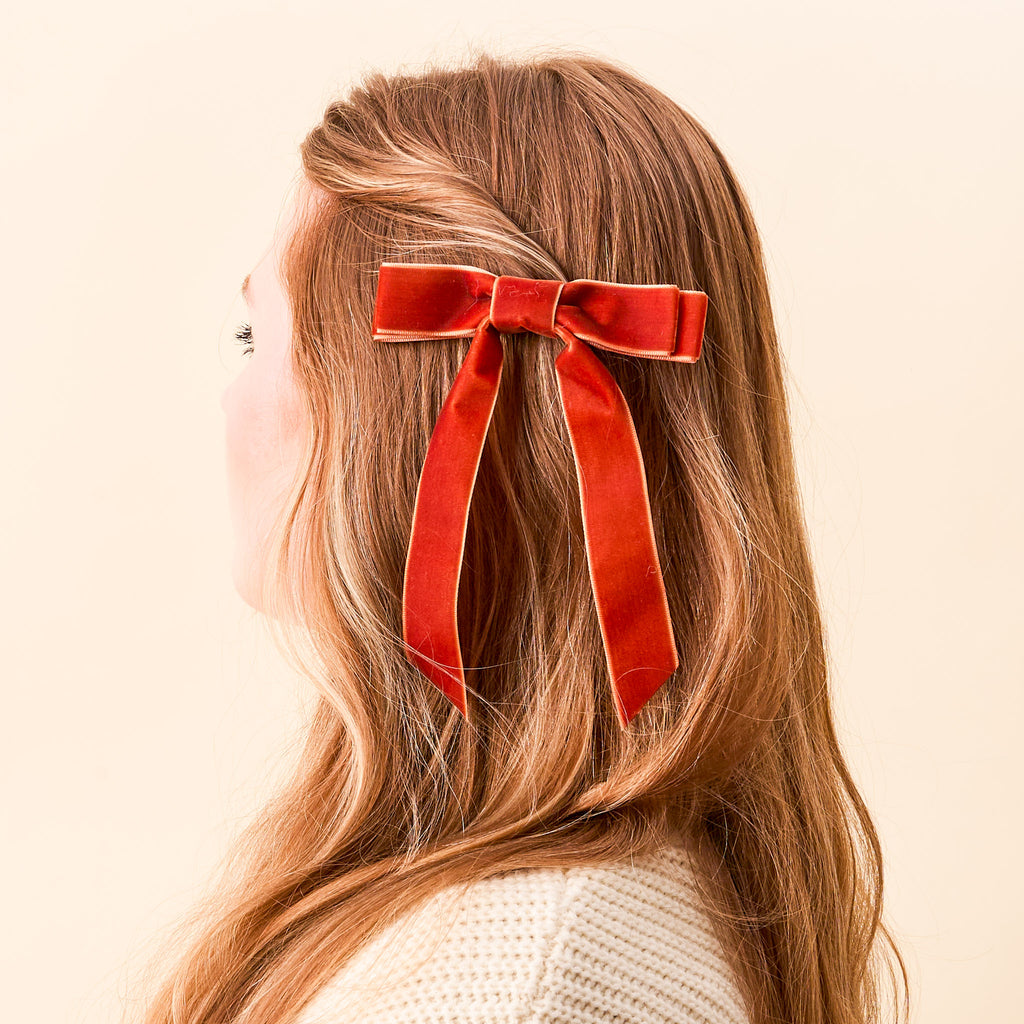 Brown Velvet Hair Bow – The Darling Effect