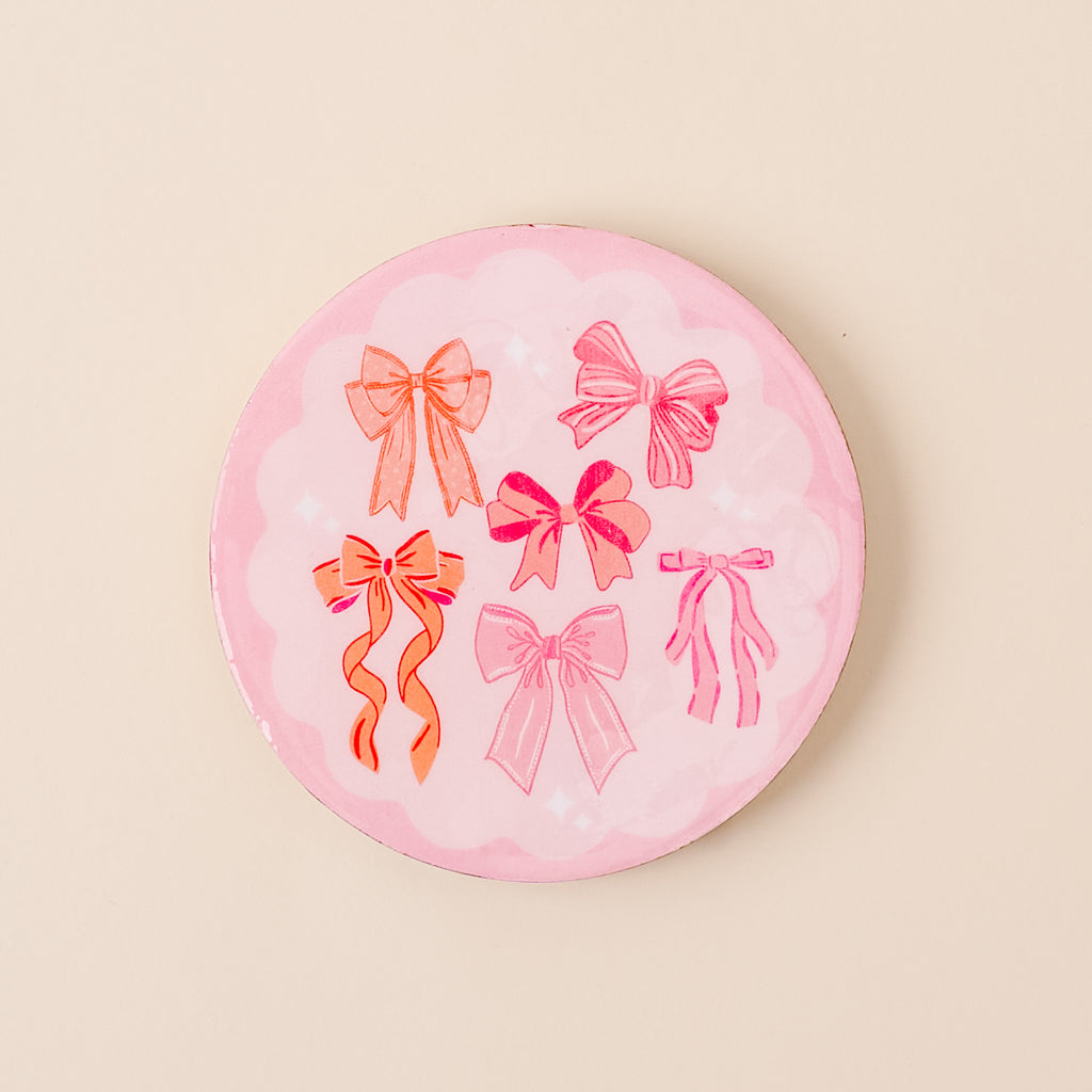 Blushing Bows Wood Enamel Coaster – The Darling Effect