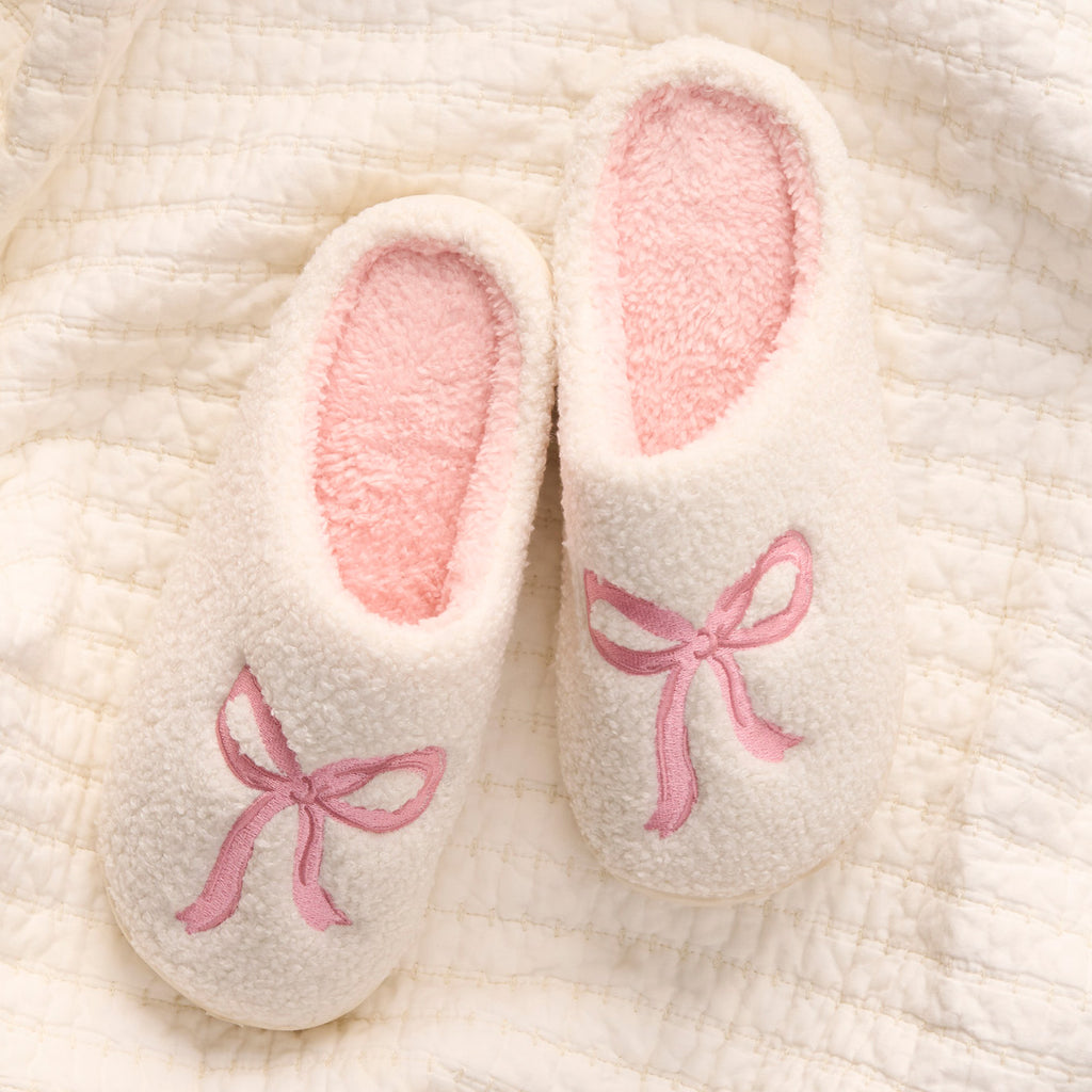 Bow Pink Fuzzy Slippers – The Darling Effect