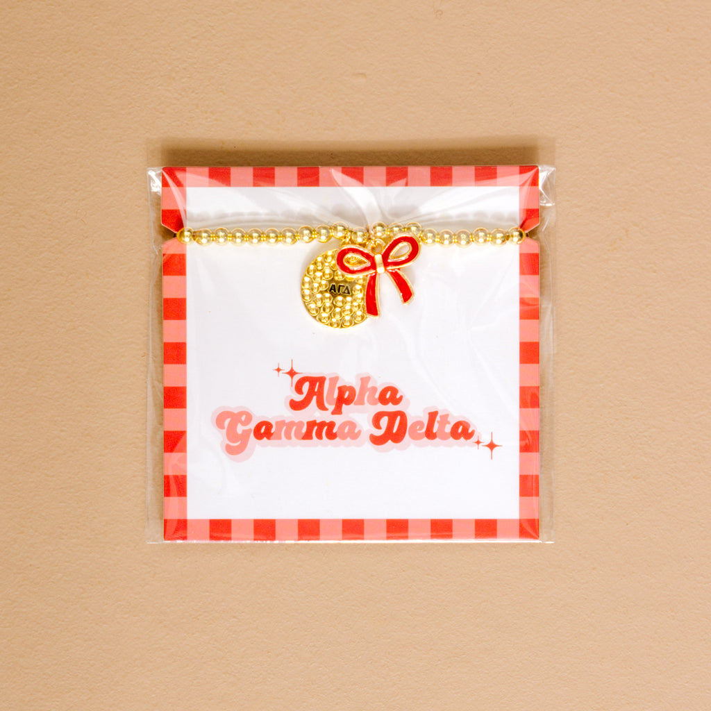 Alpha Gamma Delta Bow Gold Charm Bracelet – The Darling Effect