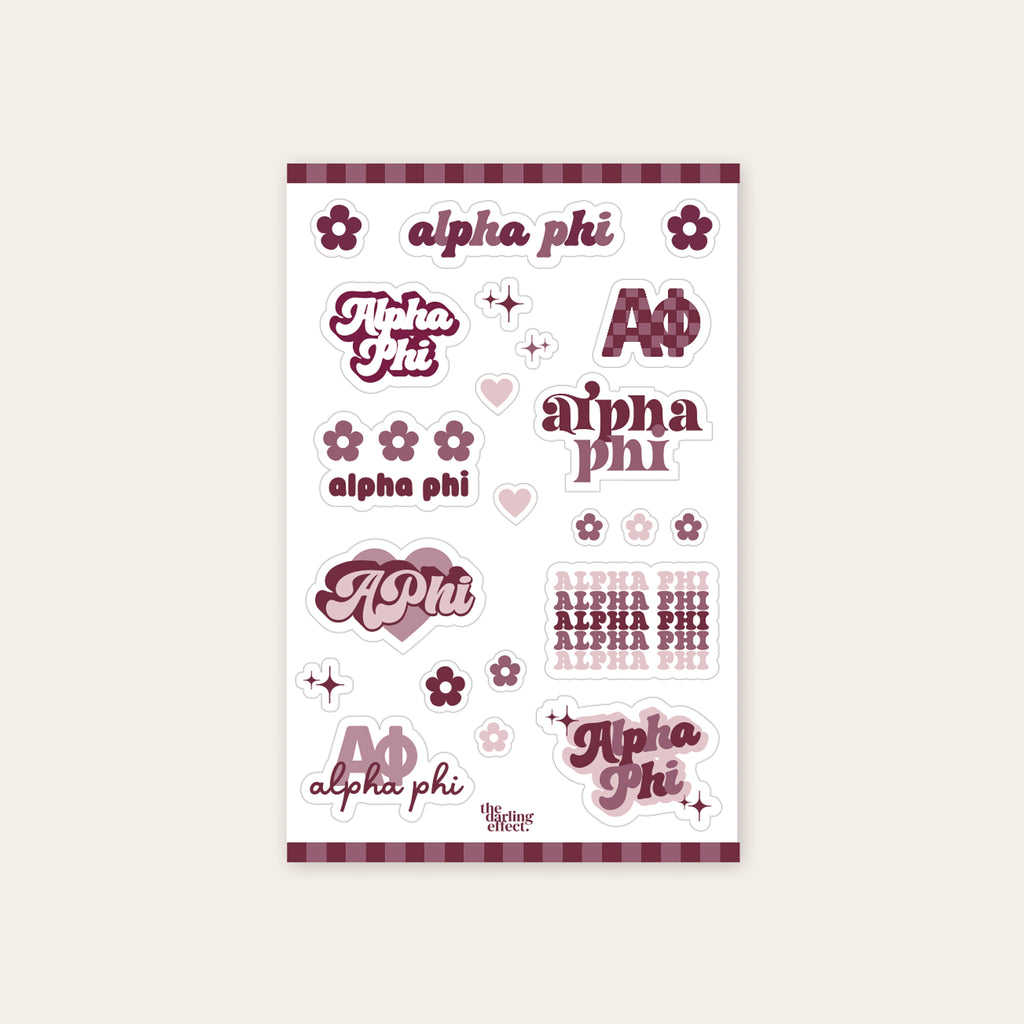 Alpha Phi Sticker Sheet – The Darling Effect